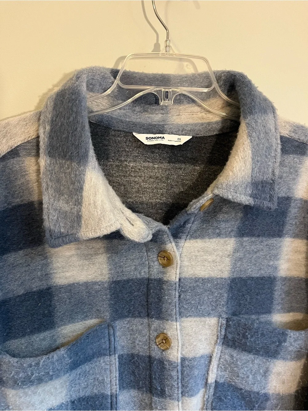 Sonoma | Jackets & Coats | Sonoma Goods For Life Blue And Cream Buffalo ...